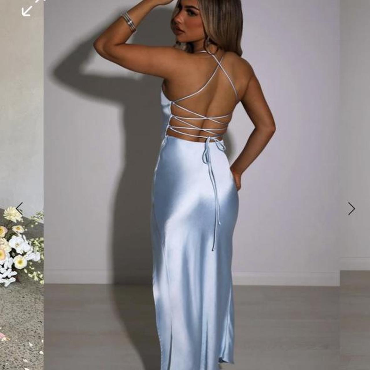 Babyboo baby blue prom formal dress size small/8... - Depop