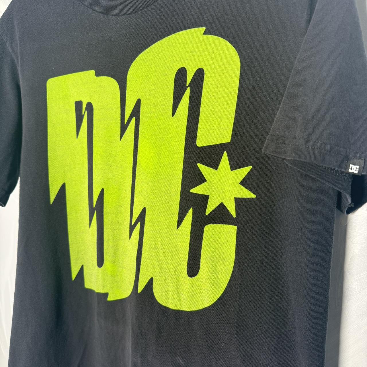 DC Skateboards Vintage Black T-Shirt Green Glitch... | Depop