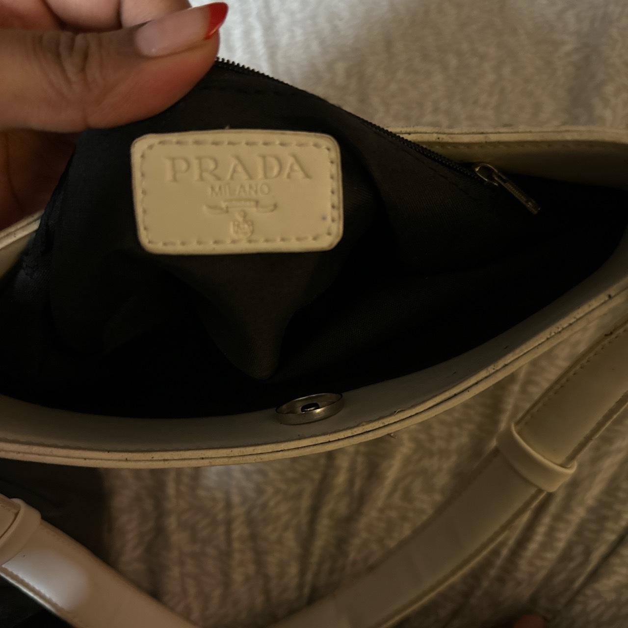 white leather prada bag. (not authentic) cute little... - Depop