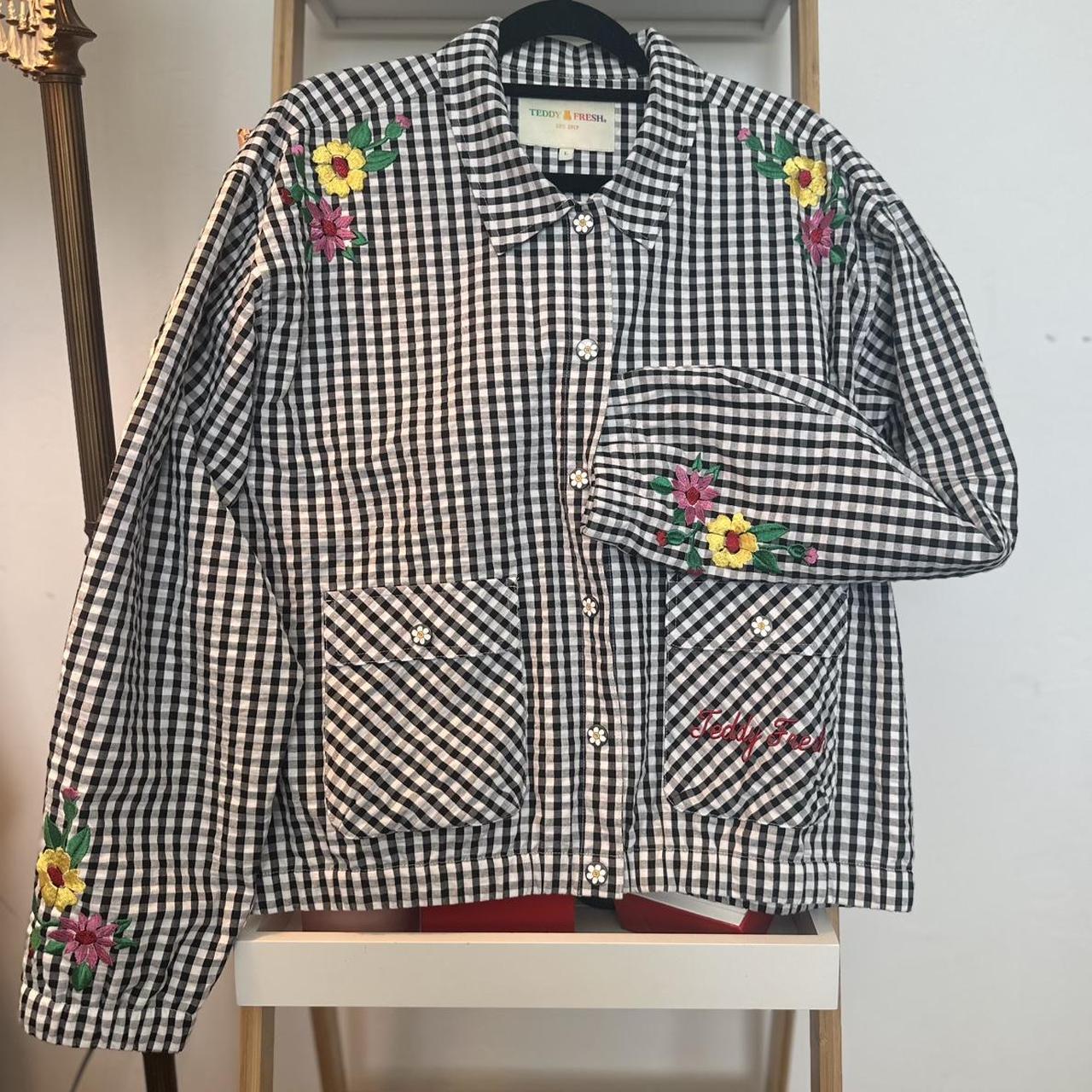 Teddy Fresh Gingham Floral jacket. #teddyfresh - Depop