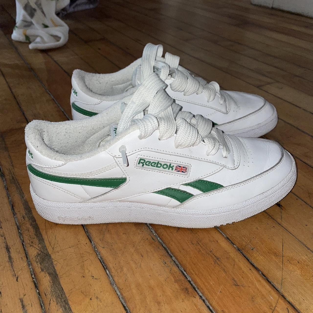 White/Green Reebok Club C Men’s size 10 (Hardly... - Depop