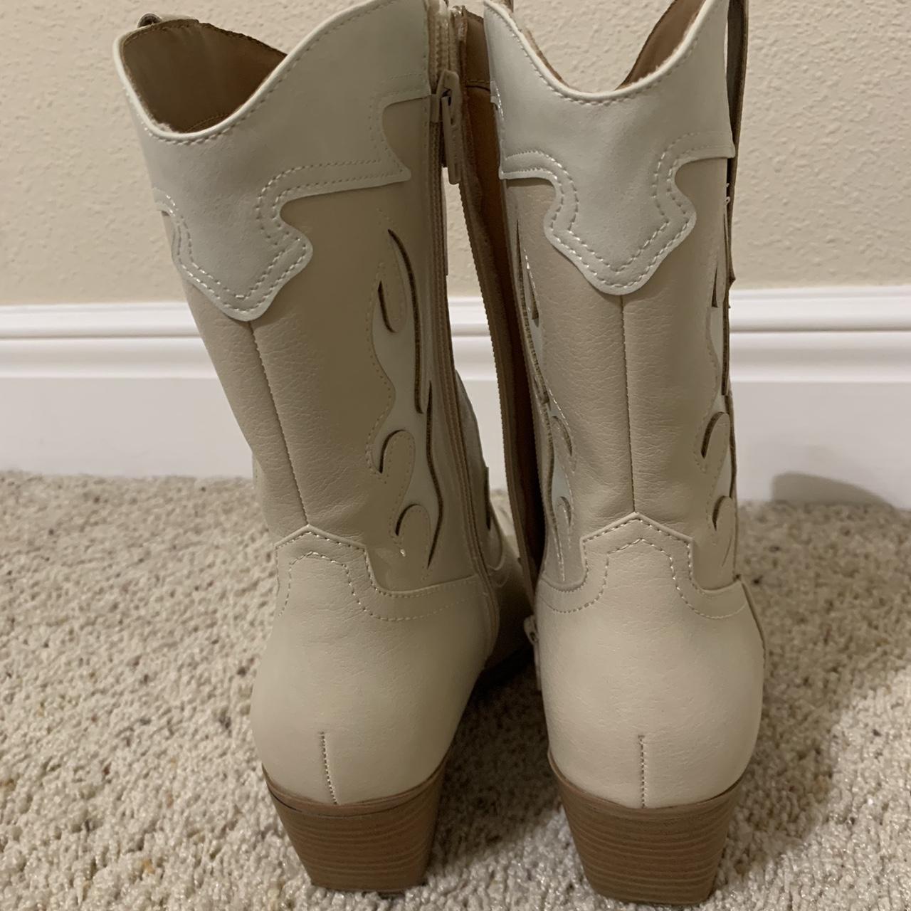 tan & cream cowboy boots from target only worn once... - Depop