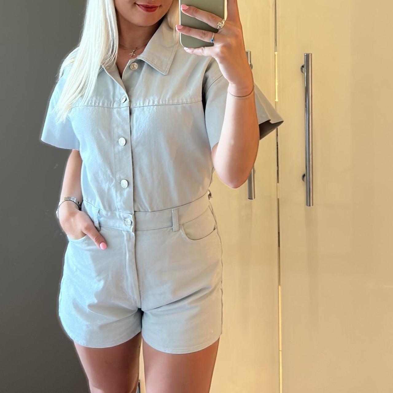 Zara denim sparkle one piece, size medium, worn once 💖 - Depop