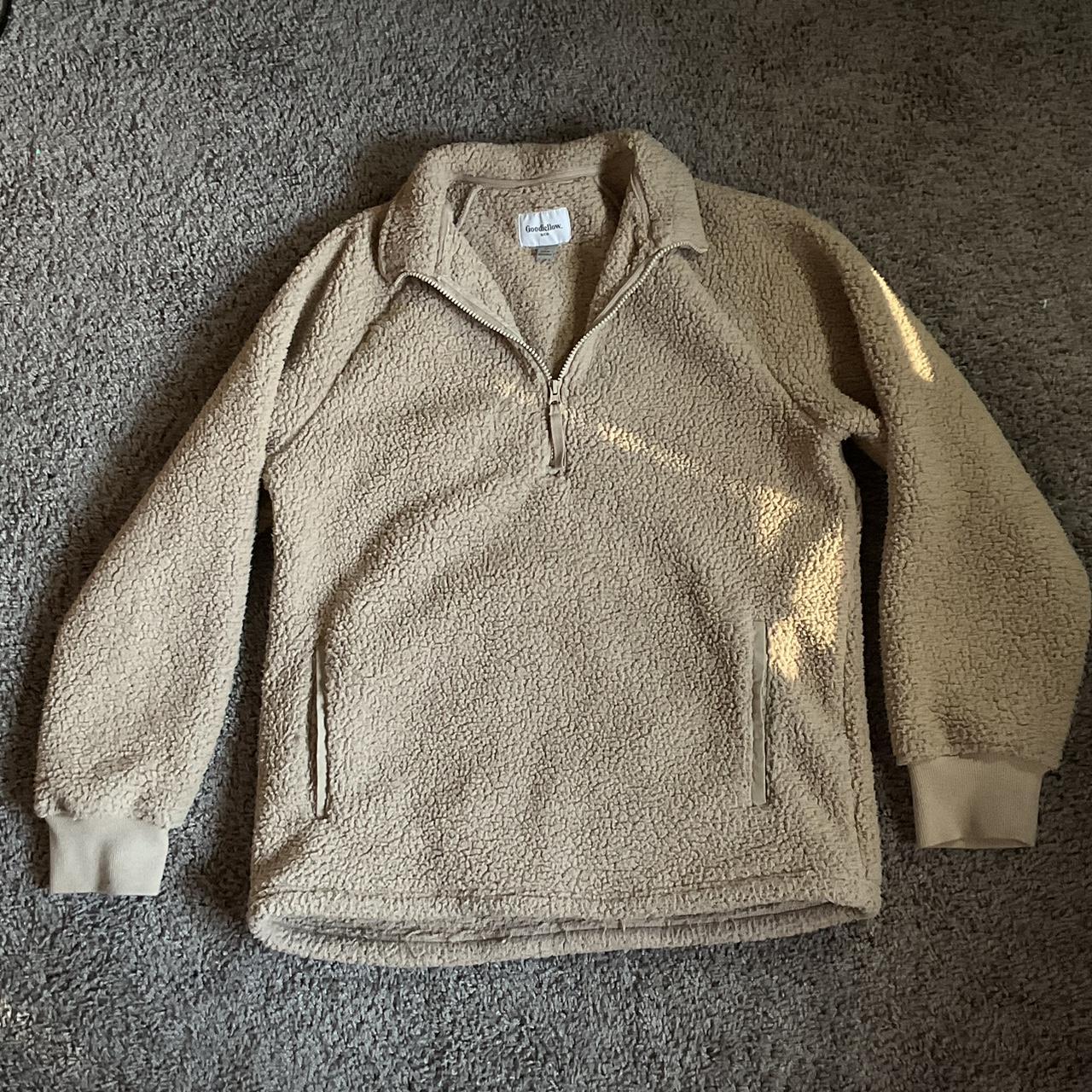 Cream Fluffy Quarter Zip Medium 22 x 27 - Depop