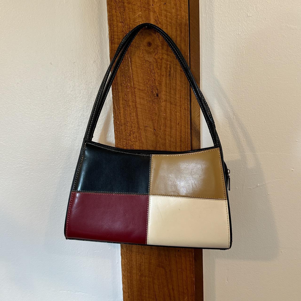 Vintage color-block shoulder bag - Depop