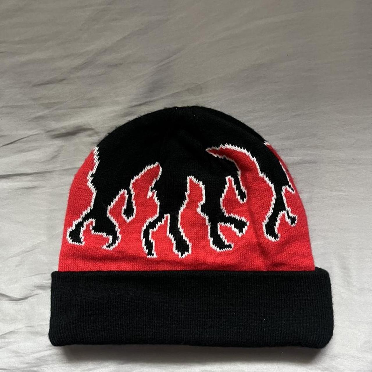 FTP - Red Flame / Fire Beanie Worn once like New - Depop