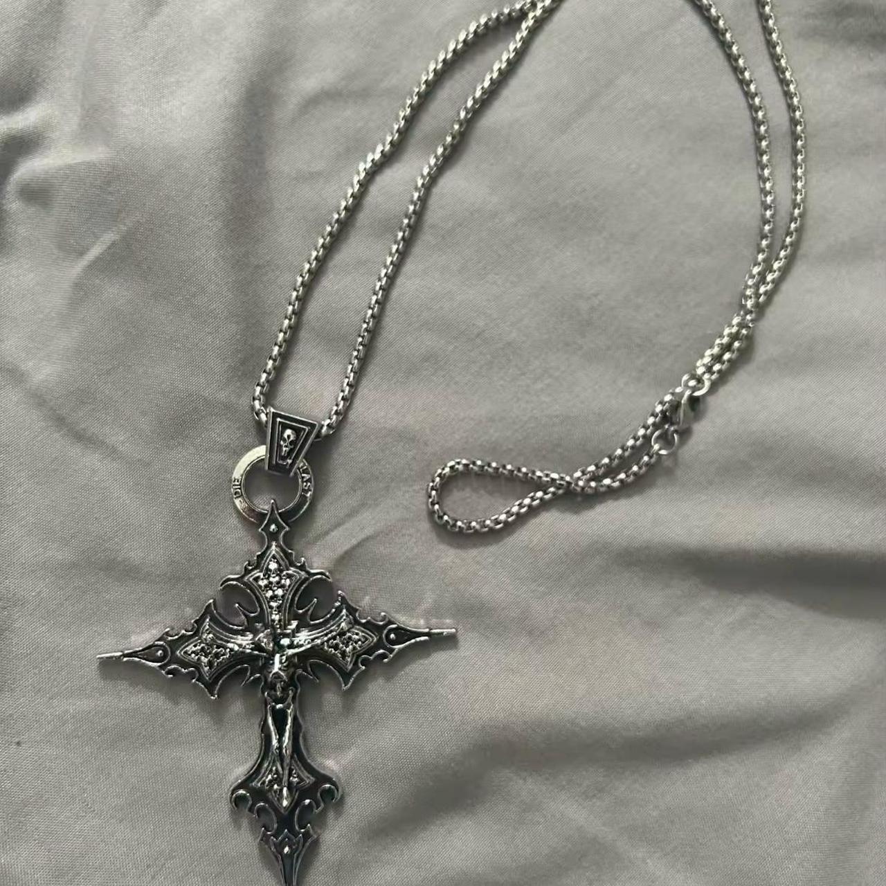 Tuff ahh skeleton skull cross necklace | Depop