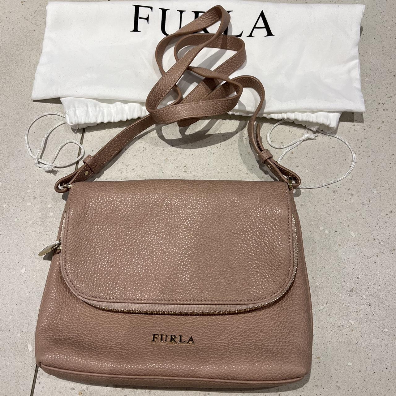 Furla pink crossbody bag as new - Depop
