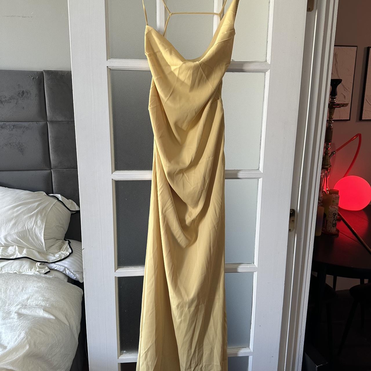 Finesse Yellow Maxi Open Back Dress Size Small... - Depop