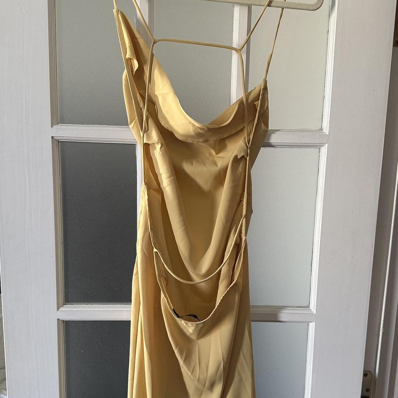 Finesse Yellow Maxi Open Back Dress Size Small... - Depop