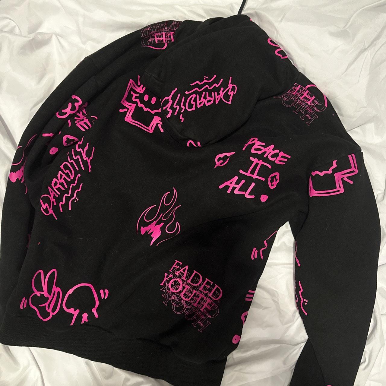 medium hot pink graffiti hoodie - Depop