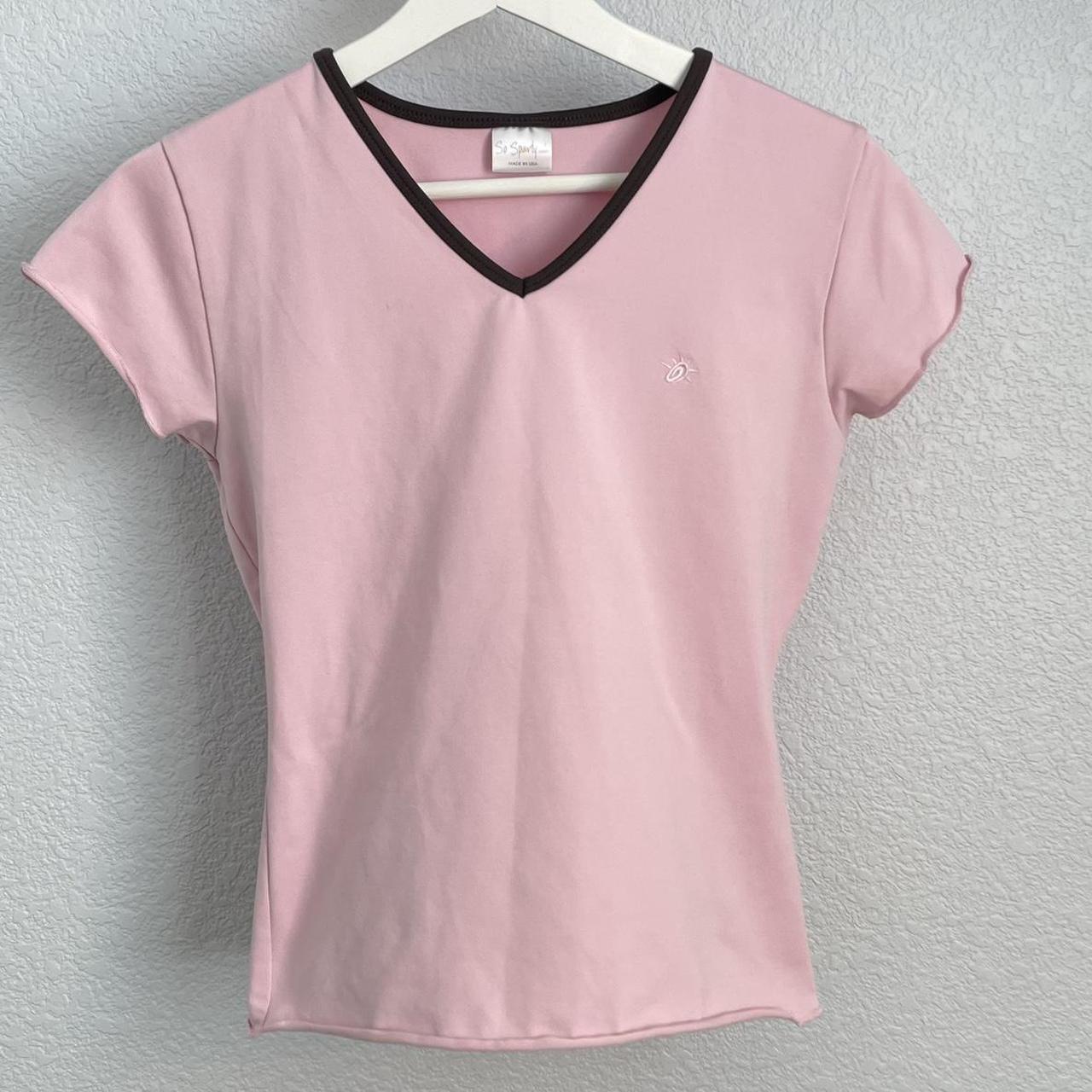 Baby pink sporty cinch top size s-m -brown... - Depop