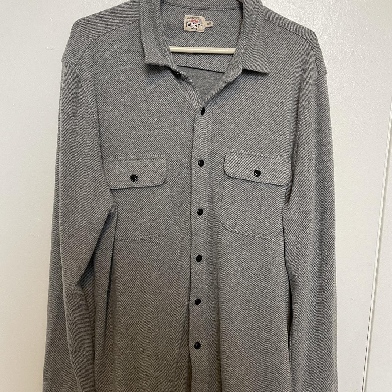 Faherty Sweater Shirt - XL - Grey - Depop