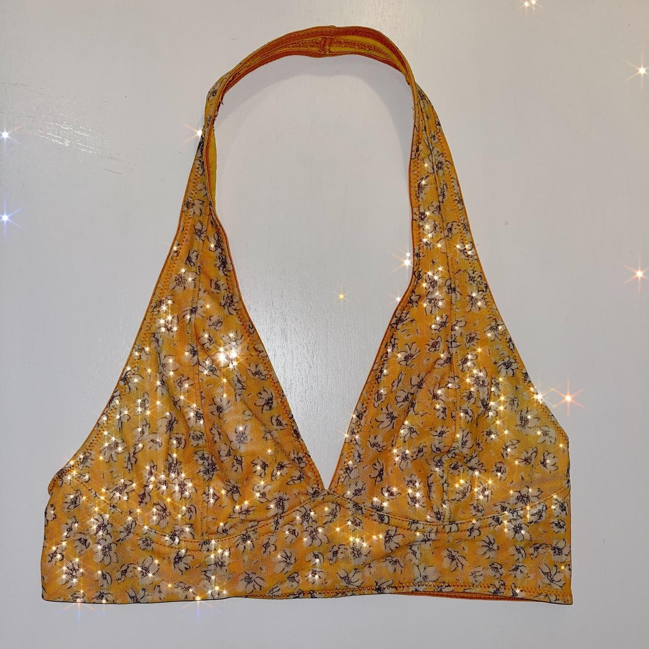 Groovy vintage bohemian cottagecore halter bralette!... - Depop