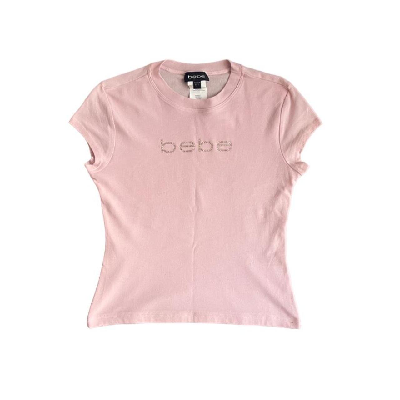 Vintage 2000’s baby pink BEBE rhinestone logo spell... - Depop