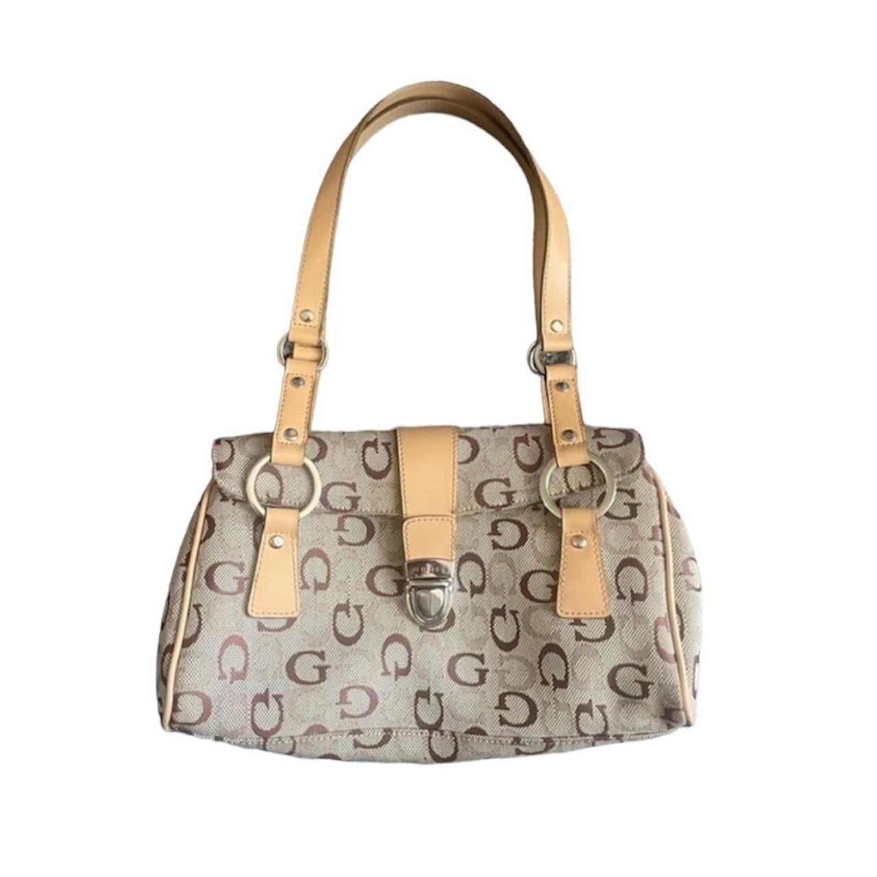 Vintage 2000s brown monogram Guess shoulder bag... - Depop