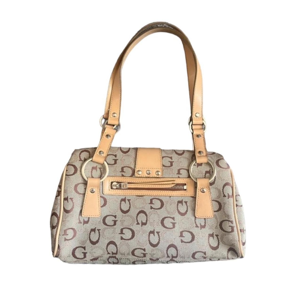 Vintage 2000s brown monogram Guess shoulder bag... - Depop