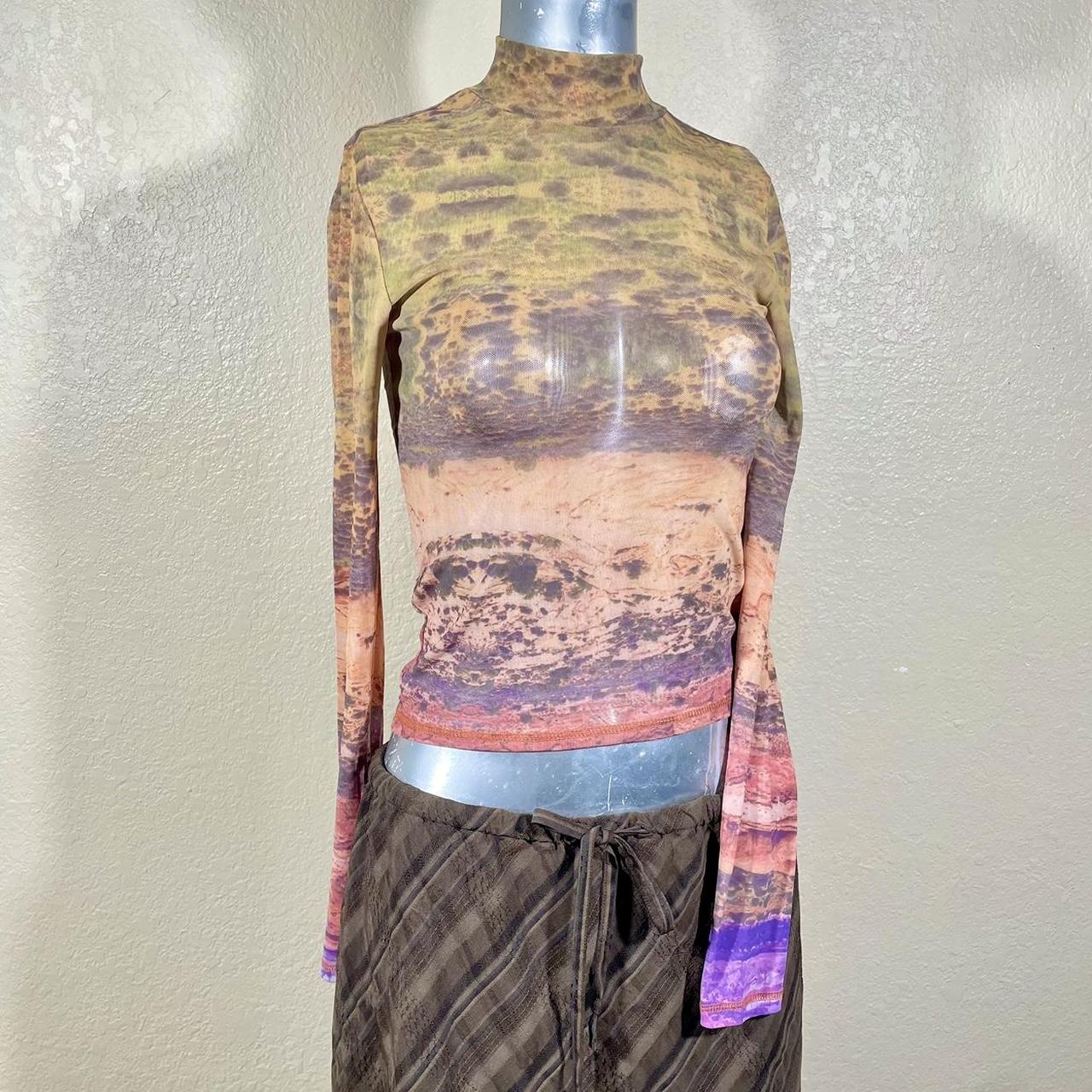 Y2K abstract mesh top Y2K abstract mesh long... - Depop