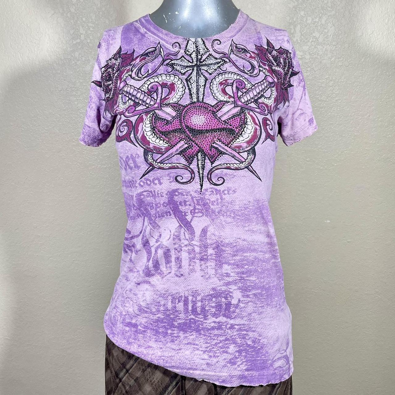 Vintage mcbling rhinestone shirt Vintage Y2K... - Depop