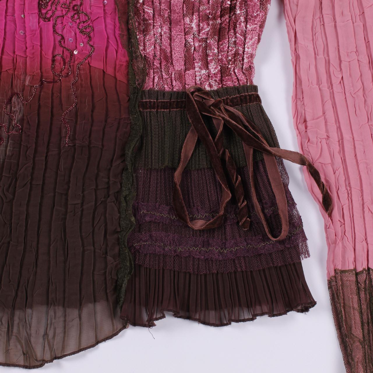 Vintage Y2K Patchwork Pleats Top Blouse Size tagged... - Depop