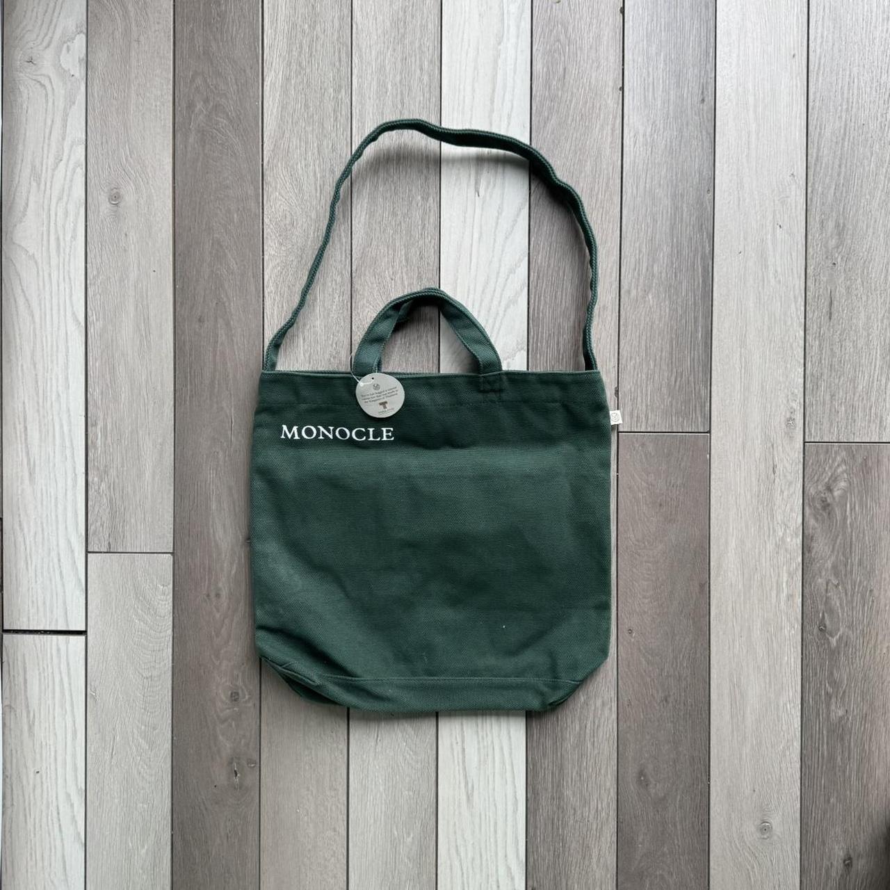 Monocle Magazine Forest Green Canvas Shoulder Tote... | Depop