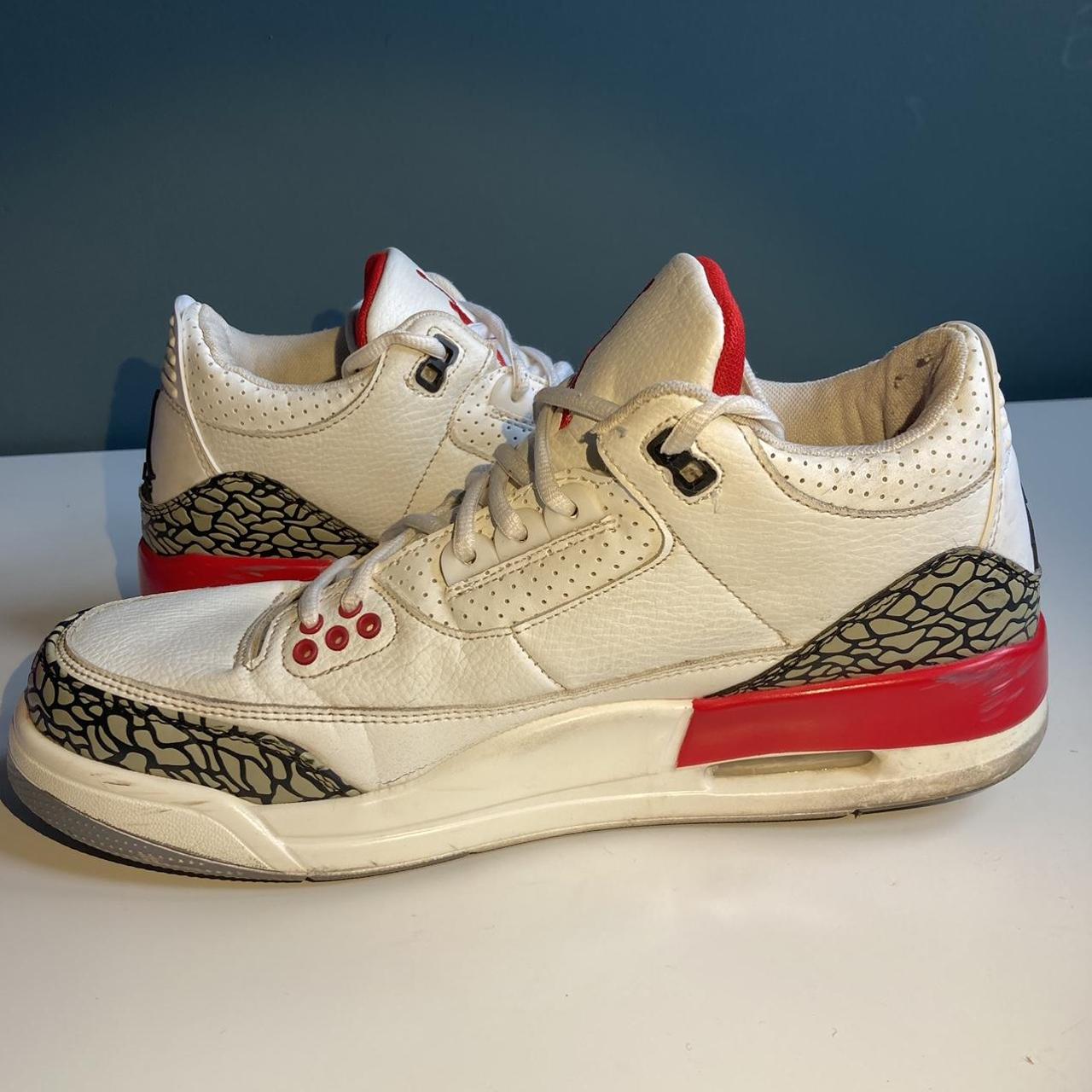 Air Jordan 3 Retri Fire Red White Cement Highs Size... - Depop