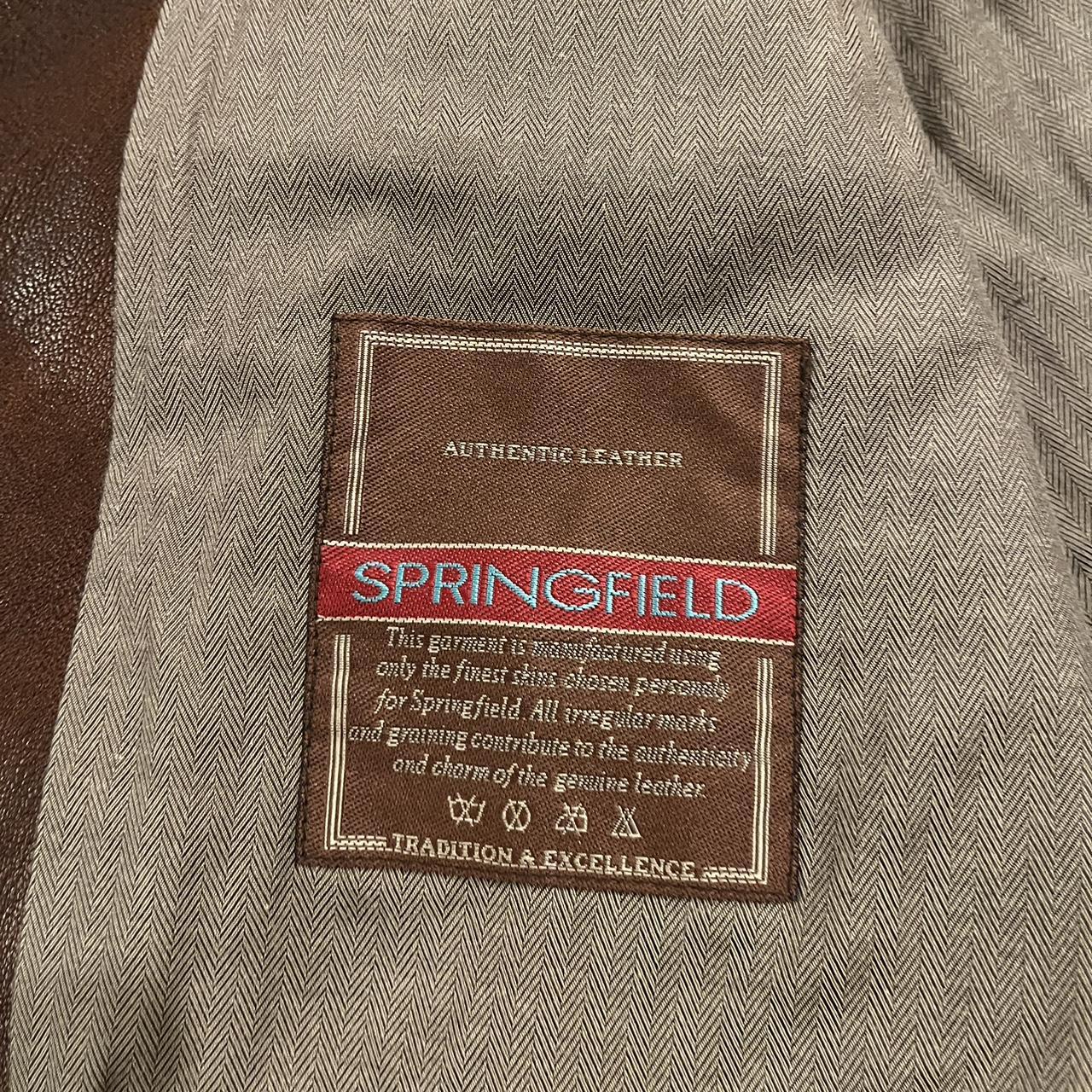 Springfield brown leather jacket - Depop