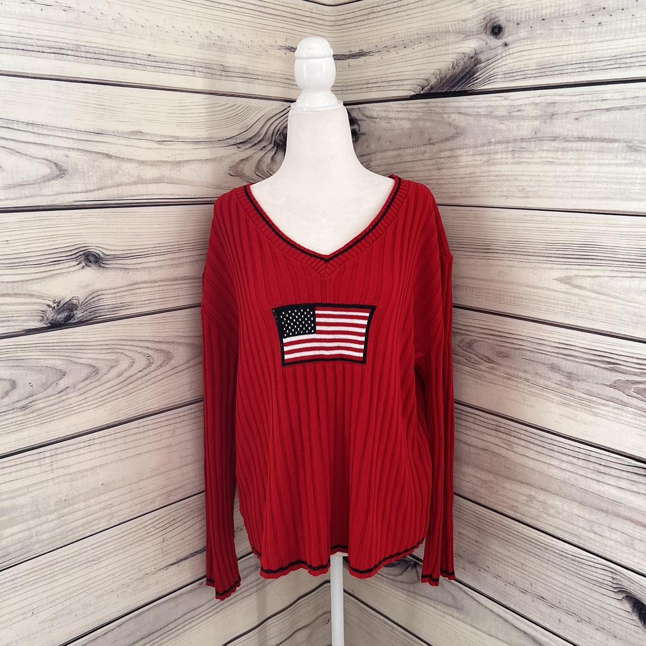 Vintage Lauren Brooke Red American Flag 4th of July... - Depop