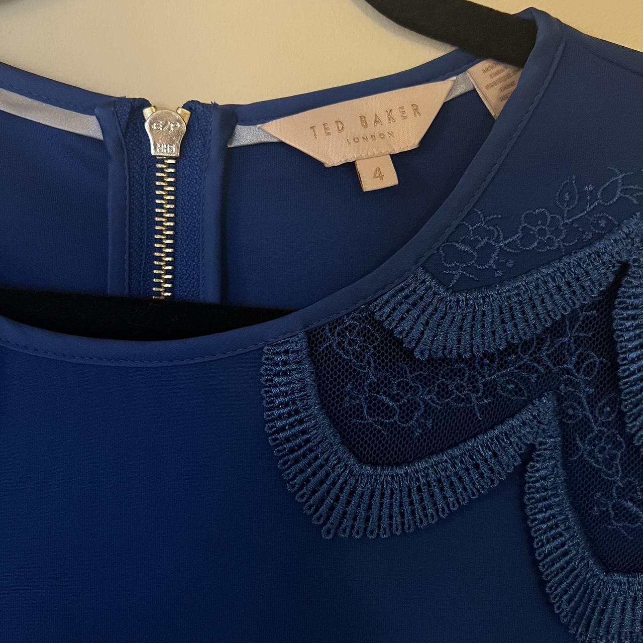 Ted Baker blue dress with mesh and pockets Size 4 /... - Depop