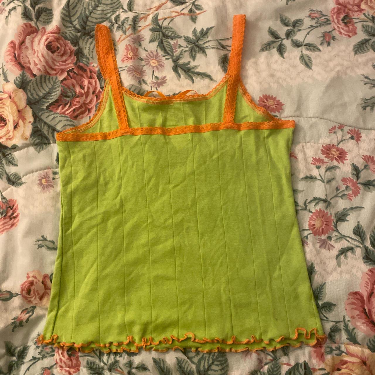 Green and orange lemon tank top. Labeled size L but... - Depop