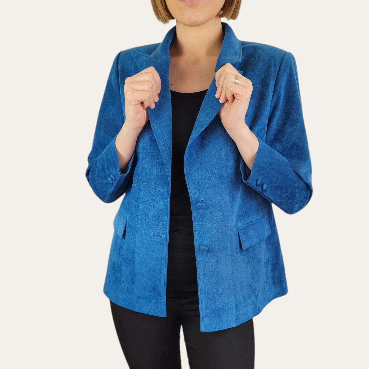 1990s Vintage Womens Blue Spring Jacket, Size 12 |... - Depop