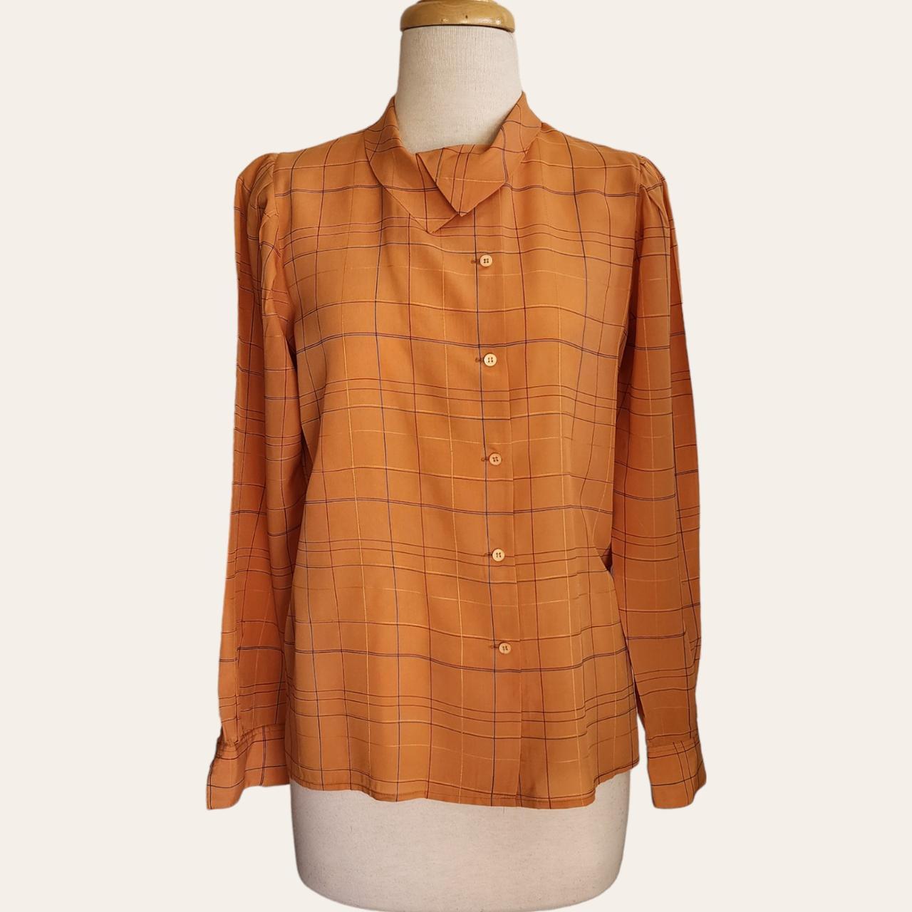 1960s Vintage Orange Mod Shirt Blouse, Size 8 |... - Depop