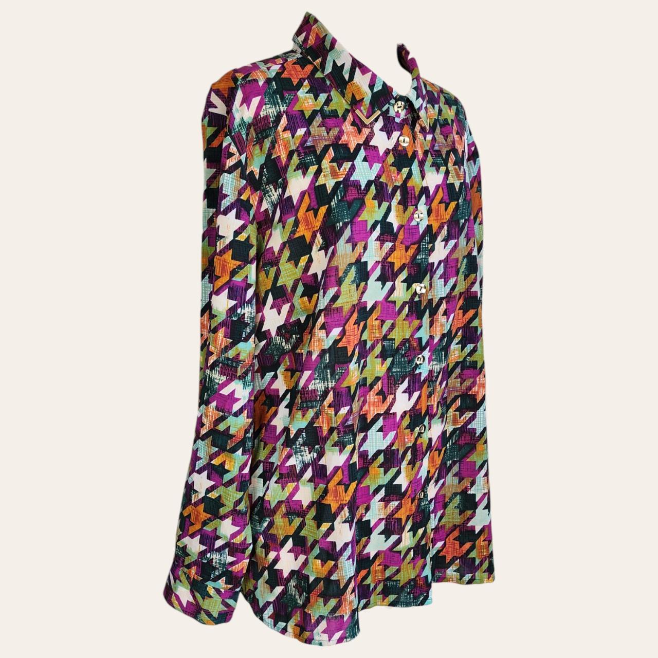 1990s Womens Vintage Long Sleeve Multicolour Blouse,... - Depop