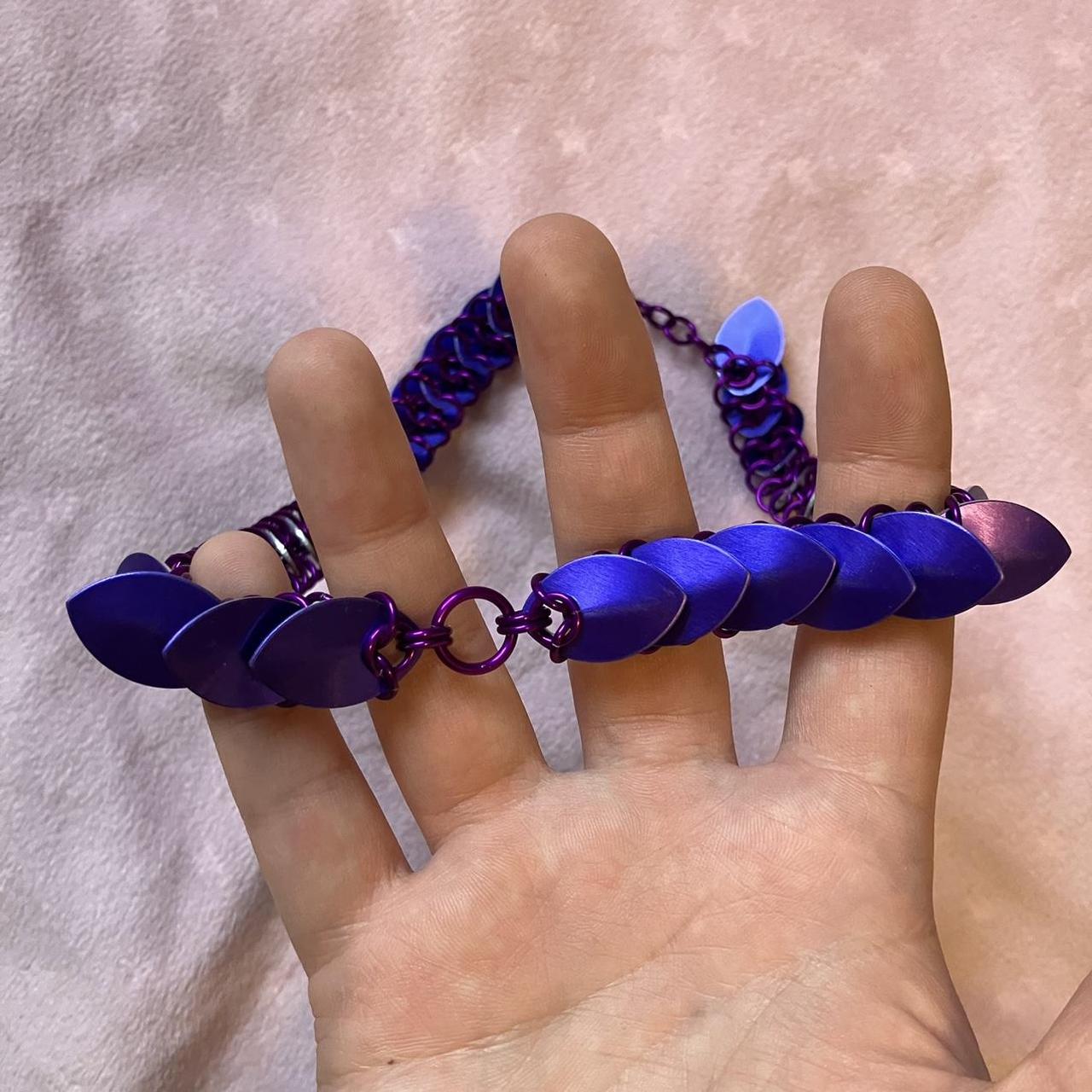 purple handmade chainmail dragon scale scalemail... - Depop