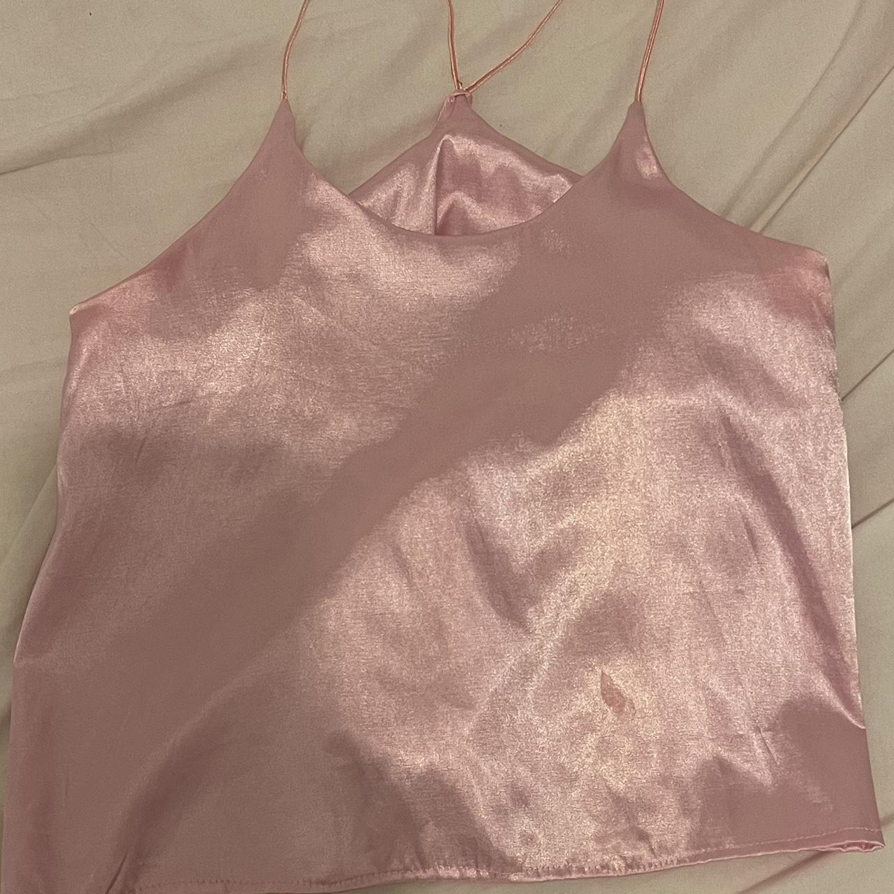 pink satin top small stain shown in second photo - Depop