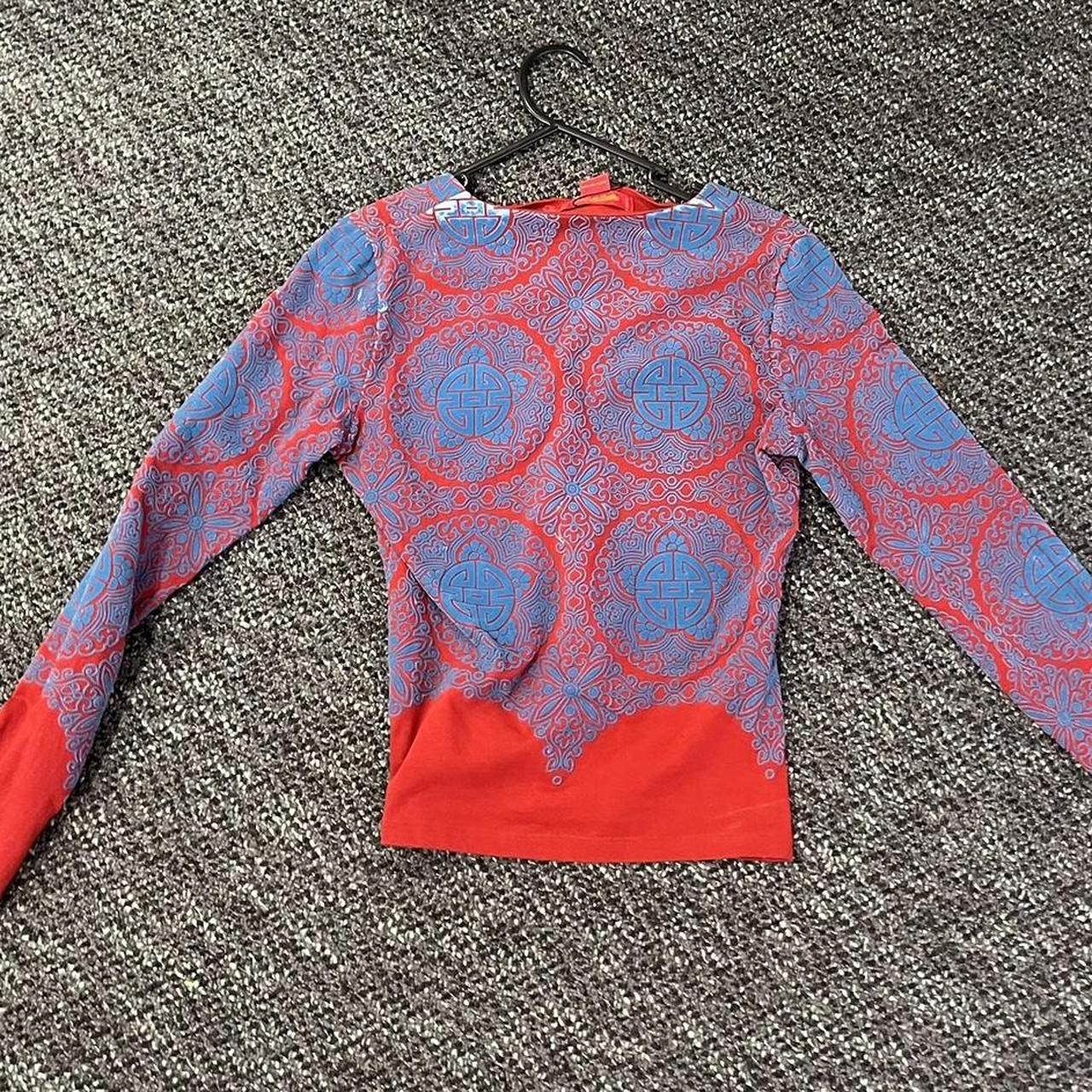 Shanghai tang oriental Asian pattern v neck long... - Depop