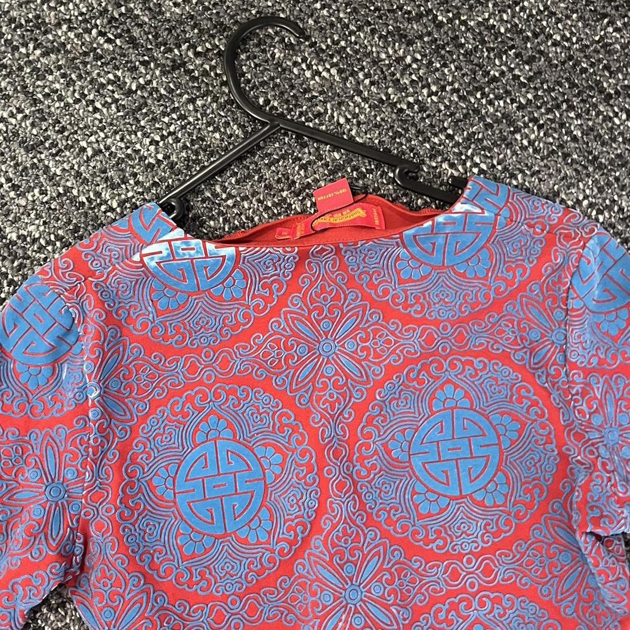 Shanghai tang oriental Asian pattern v neck long... - Depop