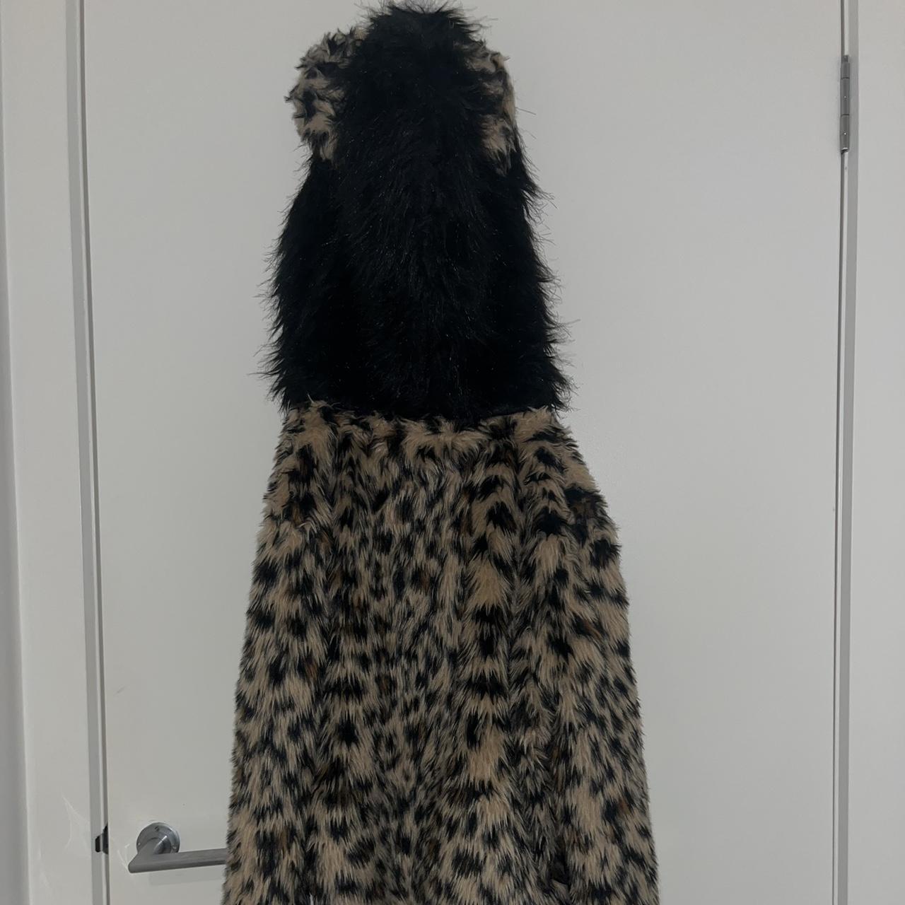 Fur fuzzy leopard print jacket with ears on the... - Depop