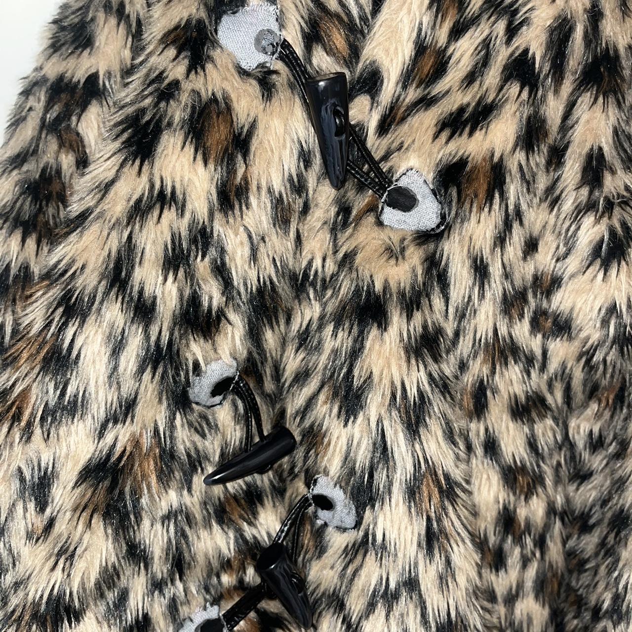 Fur fuzzy leopard print jacket with ears on the... - Depop