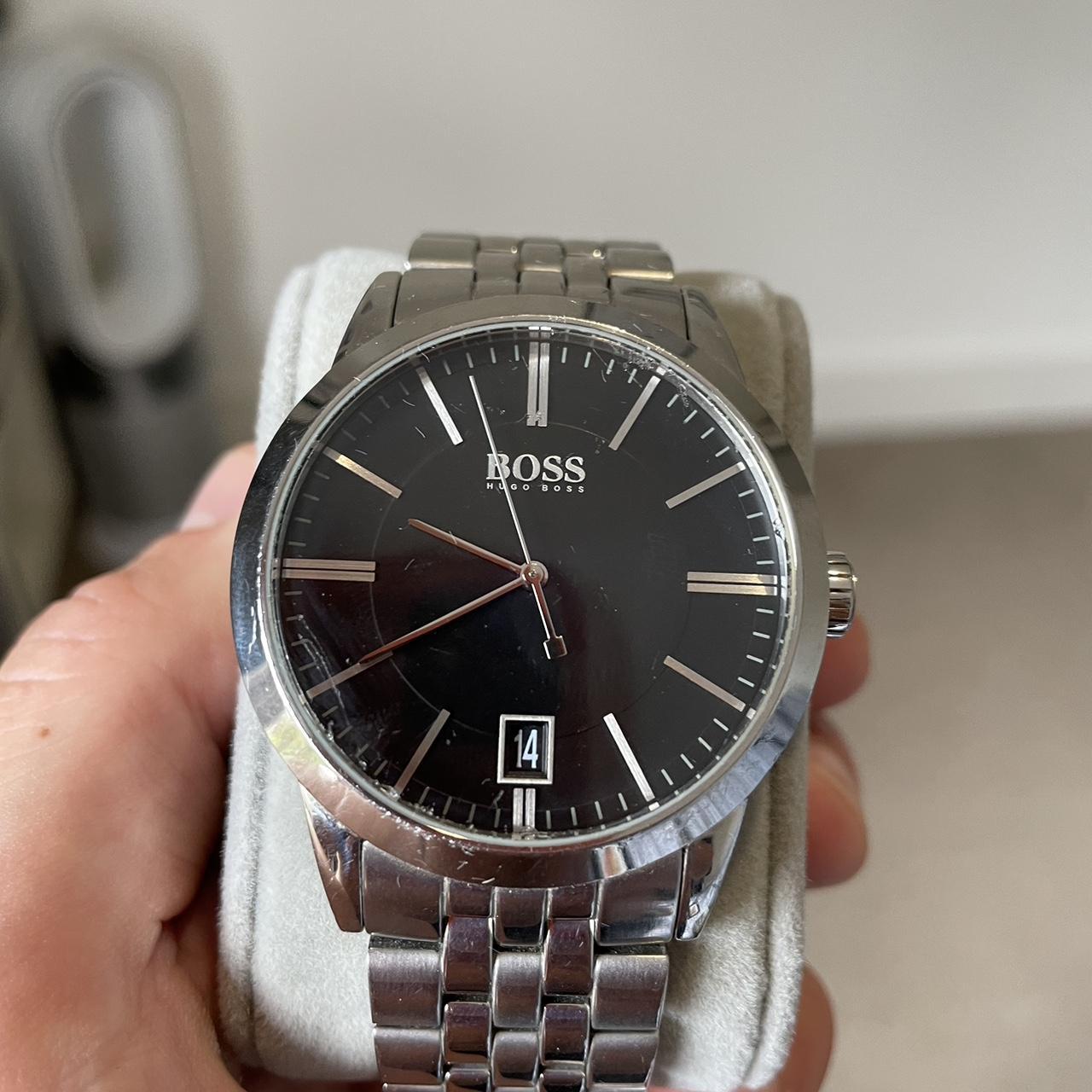 Hugo Boss Mens watch - steel strap and bezel. Black... - Depop