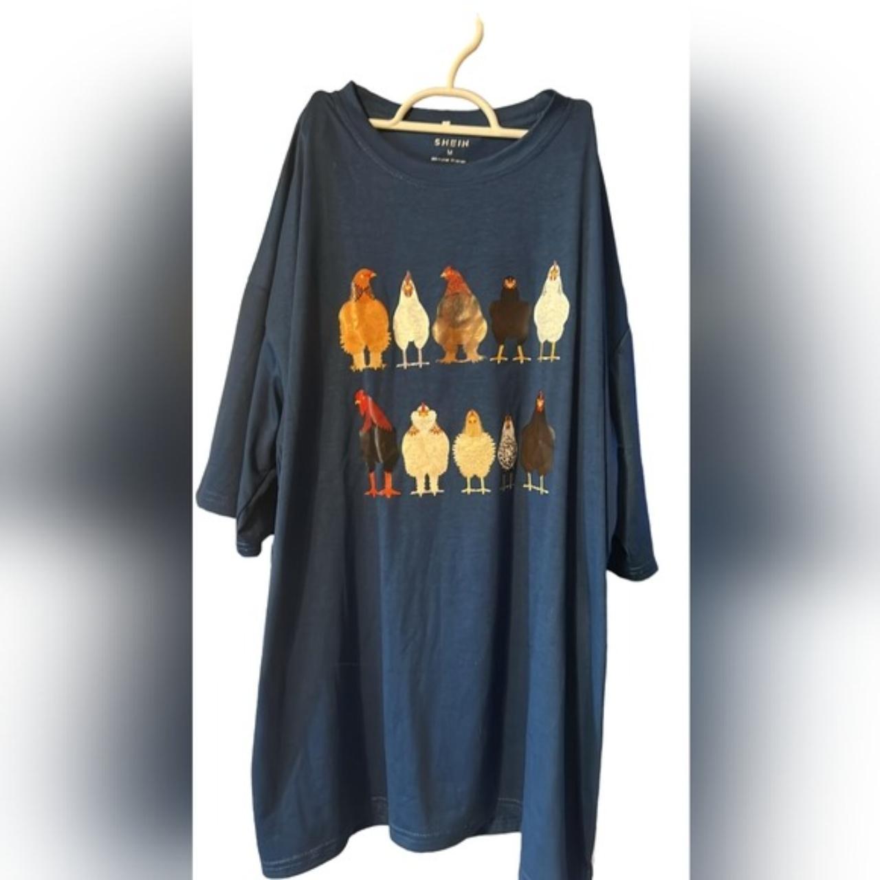 Shein Chicken Tee Blue sz L EUC - Depop