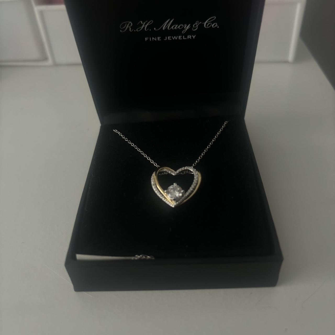 R.H. Macy's heart pendant necklace in silver and... - Depop