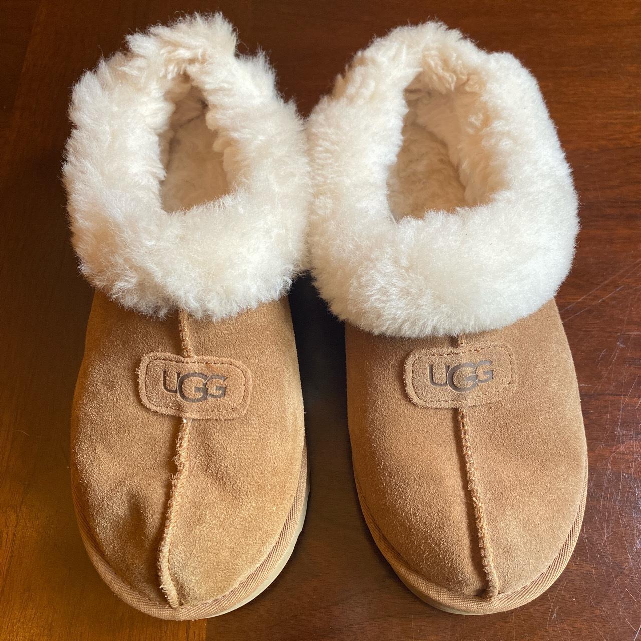 Fairly new Ugg slippers, worn twice. A little bent... - Depop
