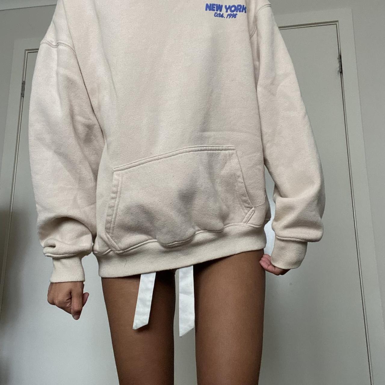 Beige supre puff print hoodie 2xs but would fit up... - Depop