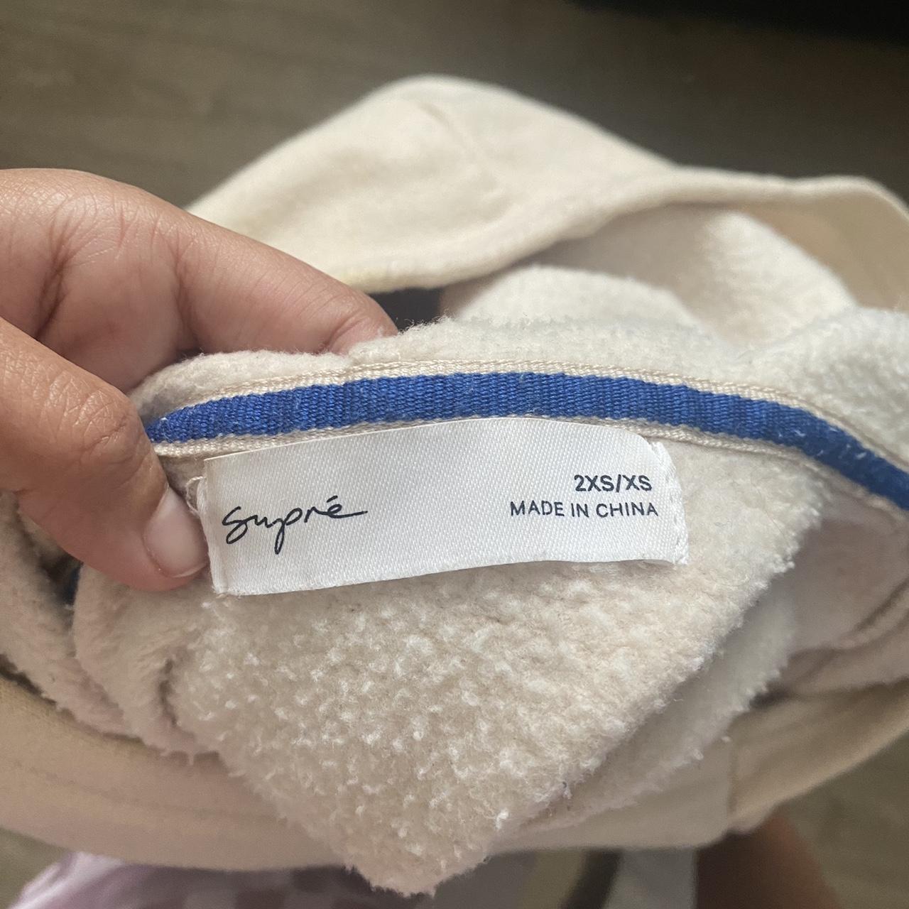 Beige supre puff print hoodie 2xs but would fit up... - Depop