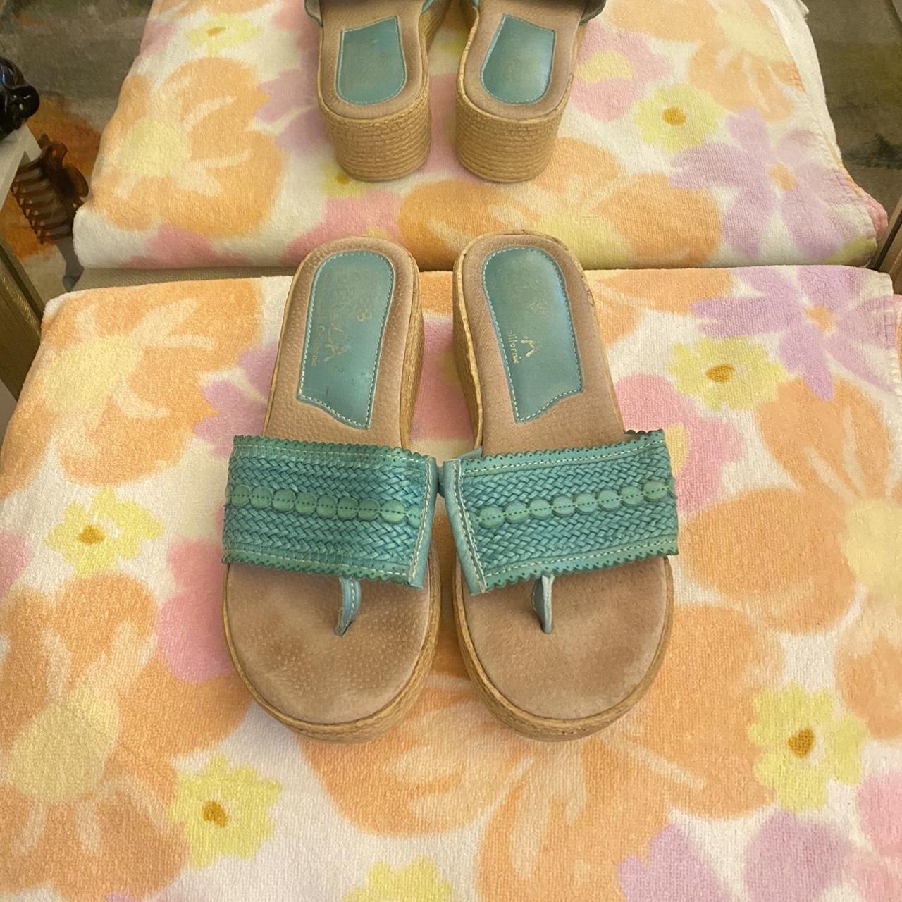 beautiful turquoise wedge sandals! 🩴🩴 -size 8,... - Depop