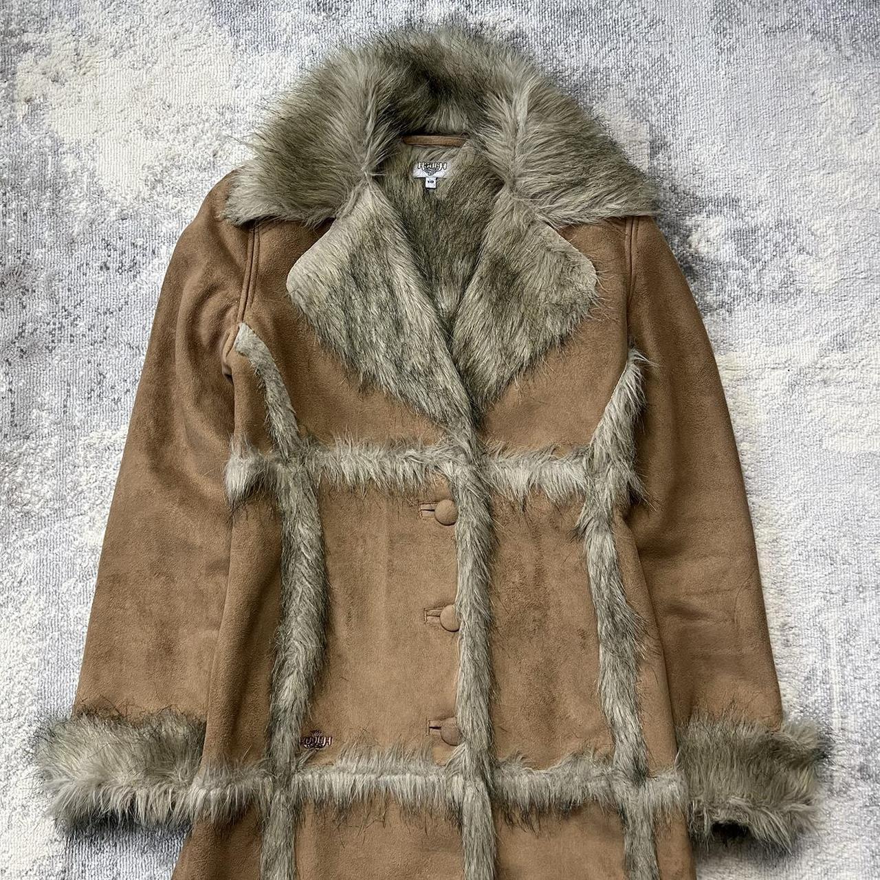 Y2k fur Afghan trench jacket - Brand: Hooch -... - Depop