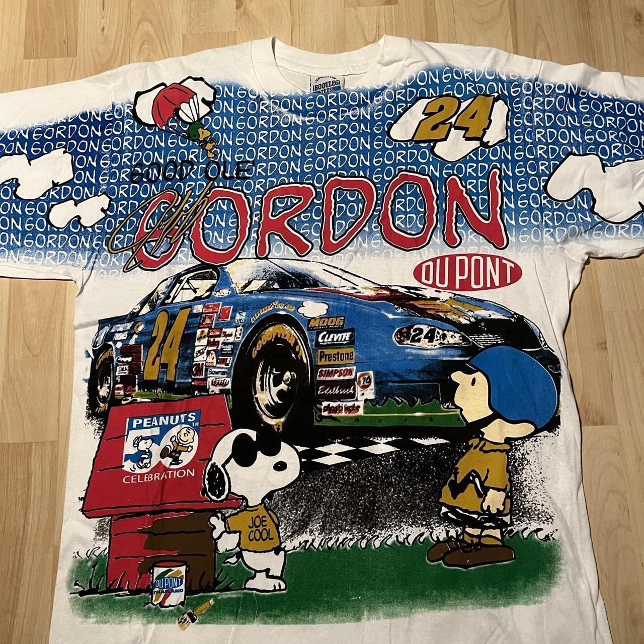 Single Stitch Snoopy Peanuts NASCAR Racing T-Shirt... - Depop