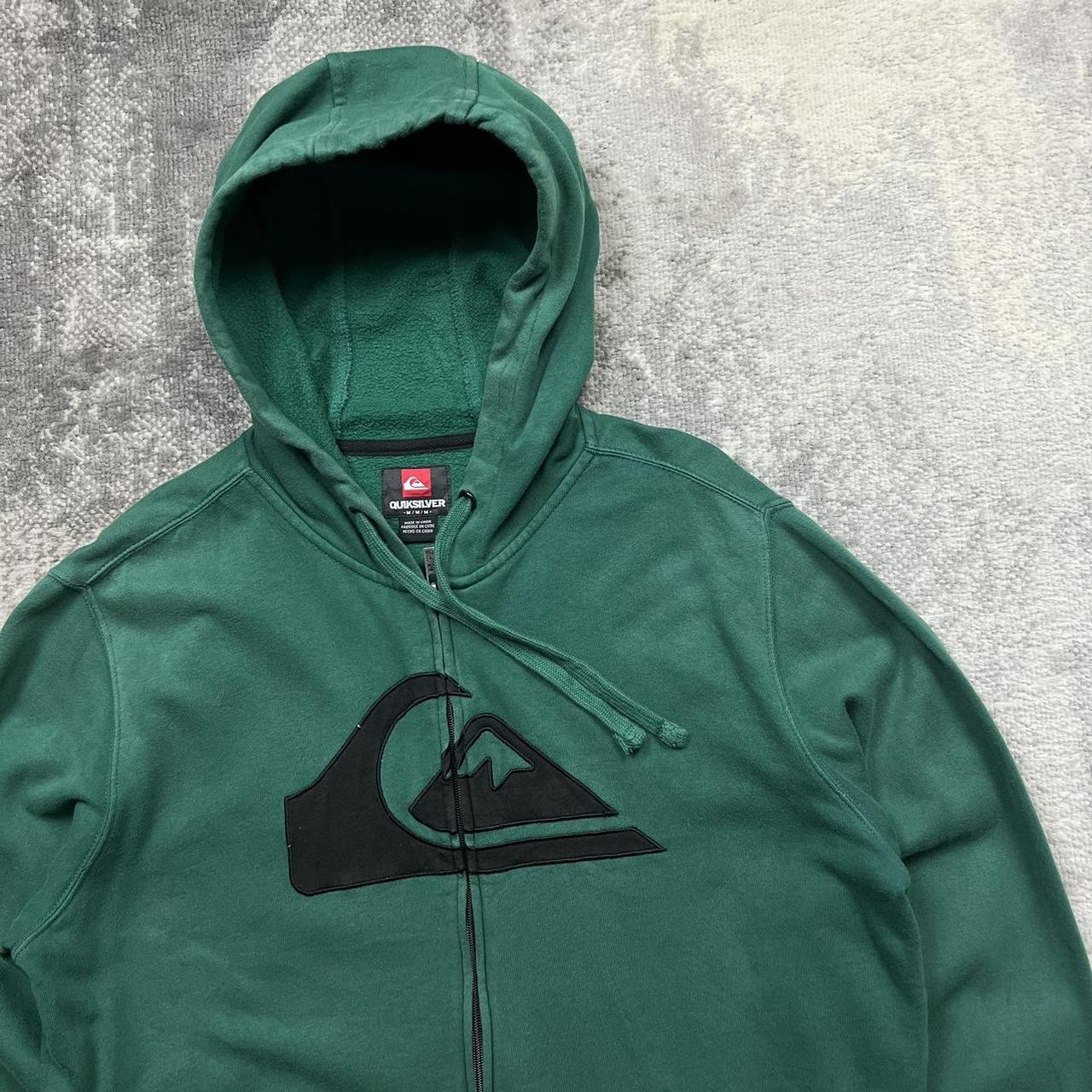 Vintage Quiksilver Hoodie Early 2000’s Green Full... - Depop