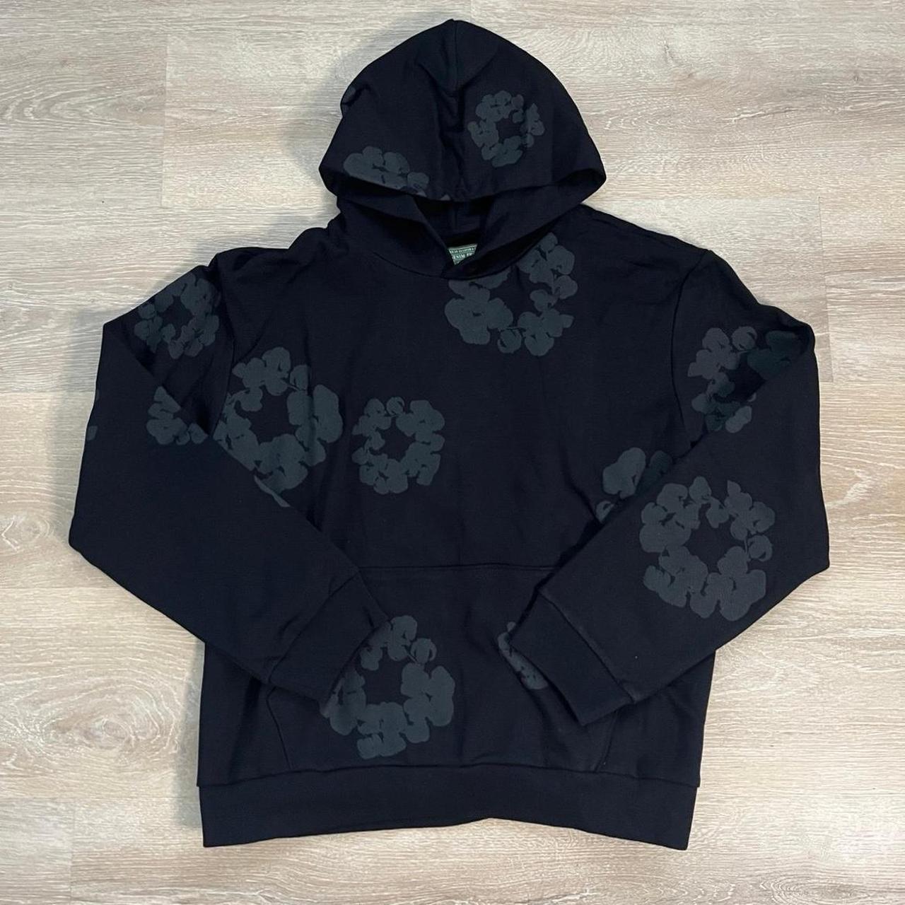 Monochrome Denim Tear Hoodie Size Medium Ships same... - Depop